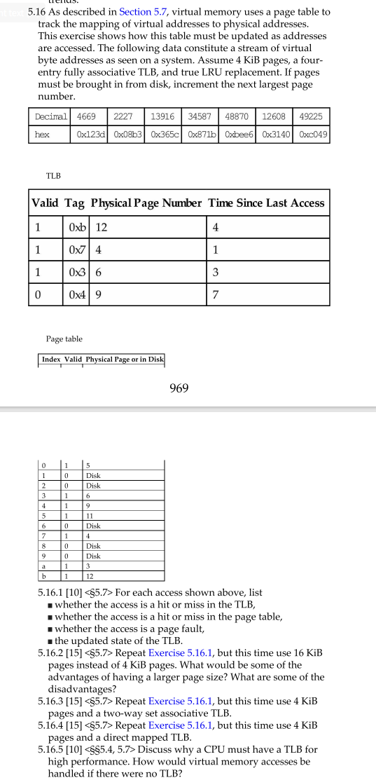 Solved 5.16 ﻿As described in Section 5.7, ﻿virtual memory | Chegg.com
