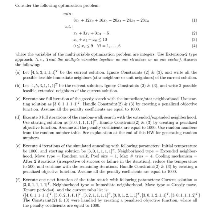 Solved Consider the following optimization problem: min : | Chegg.com