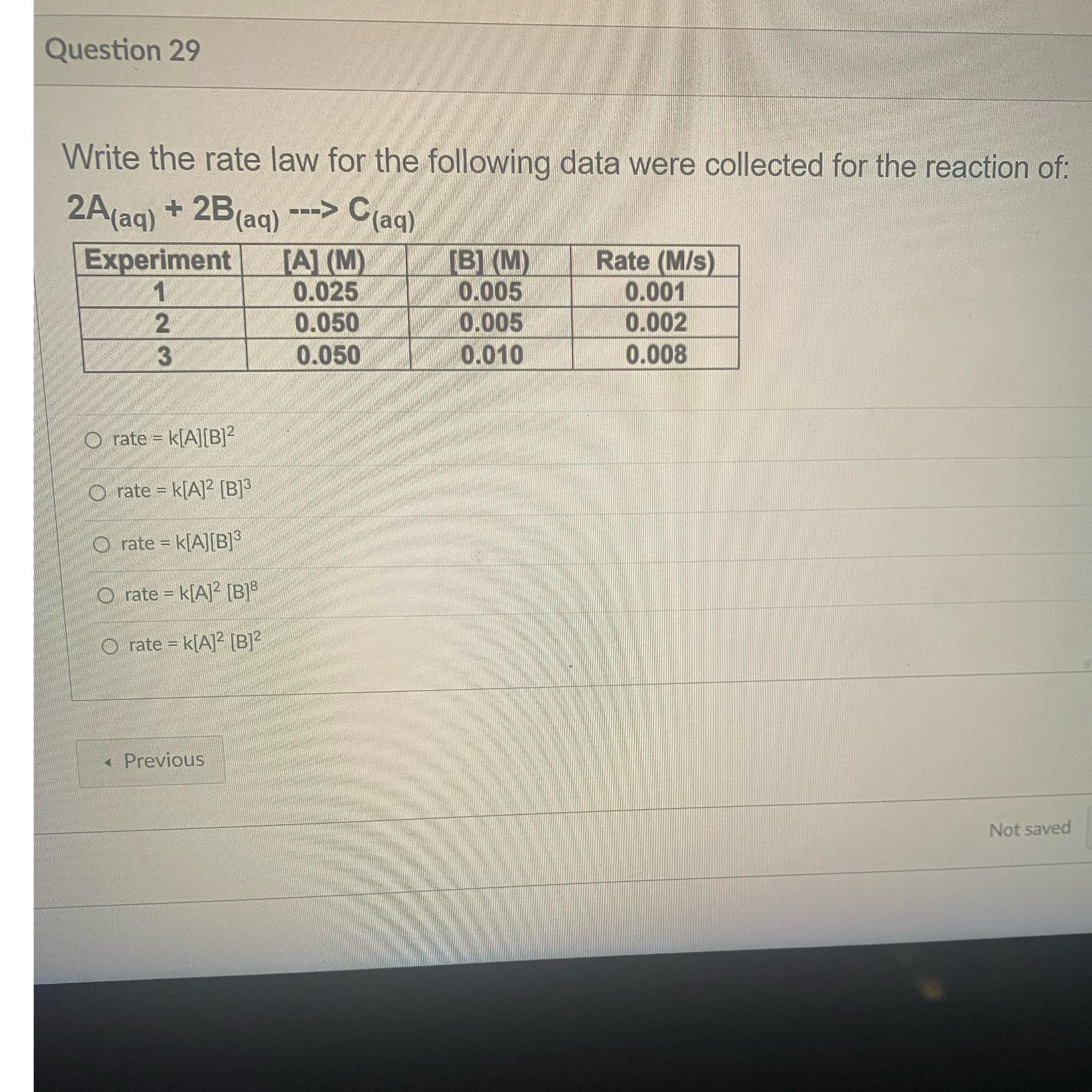 Solved NEED ASAP Question 29Write the rate law for the | Chegg.com