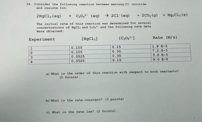 Solved 34. Consider the following reaction between | Chegg.com