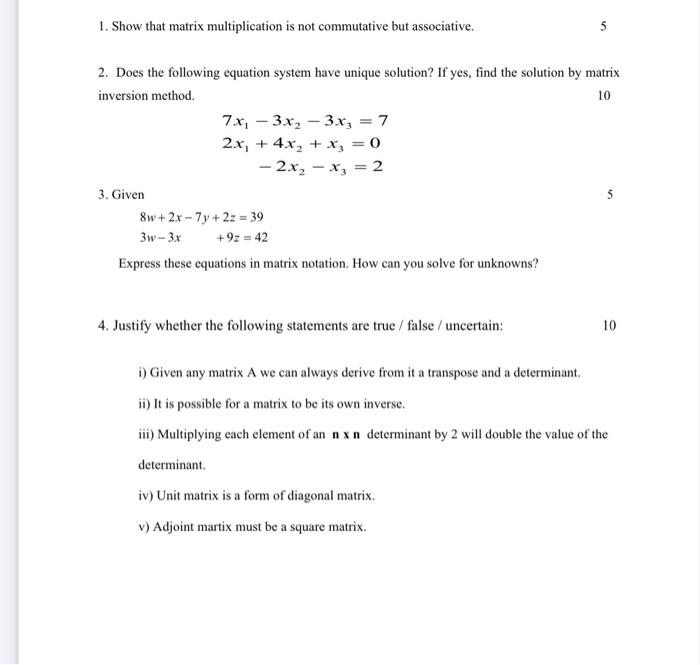 Solved 1. Show that matrix multiplication is not commutative | Chegg.com