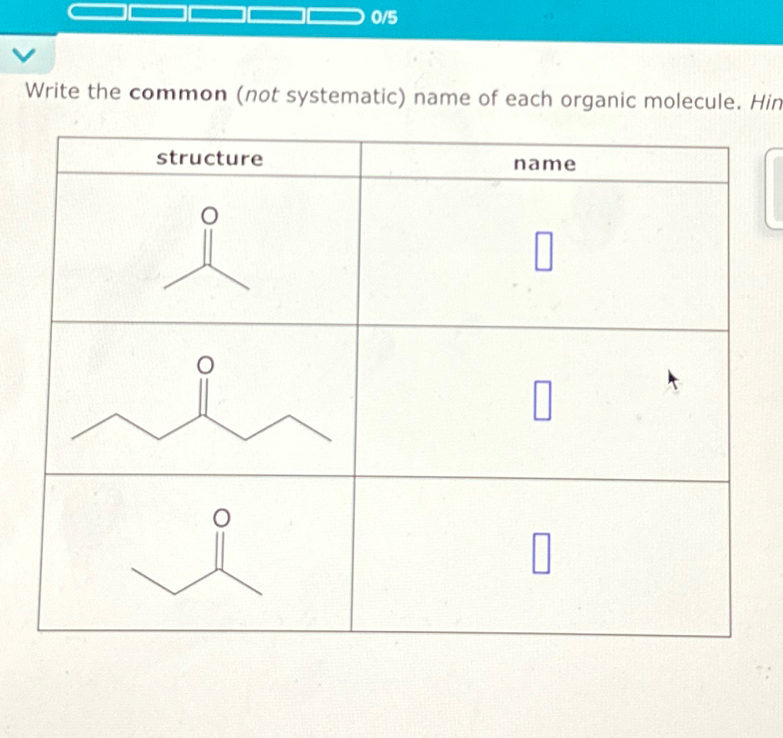 Solved Write the common (not systematic) ﻿name of each | Chegg.com