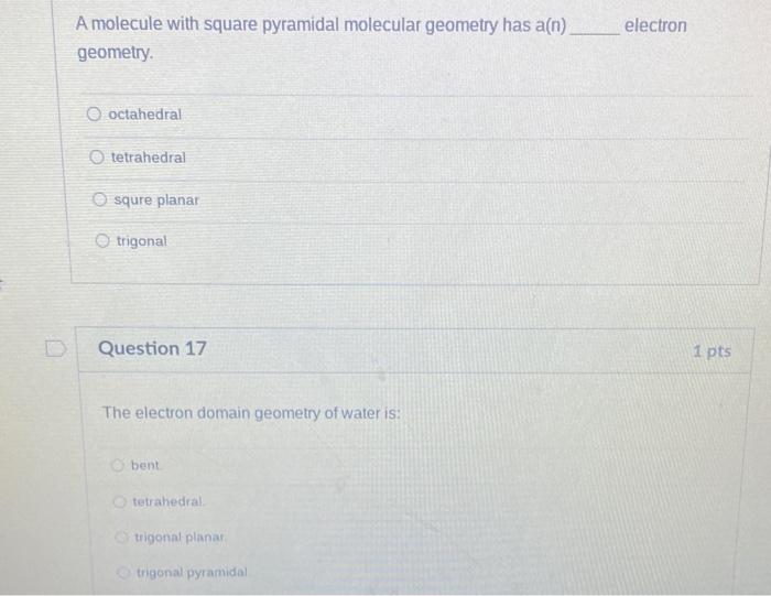 Solved electron A molecule with square pyramidal molecular | Chegg.com