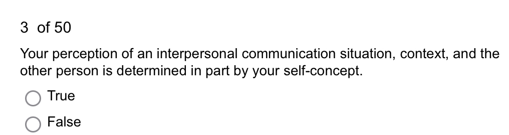 Solved 3 ﻿of 50Your perception of an interpersonal | Chegg.com