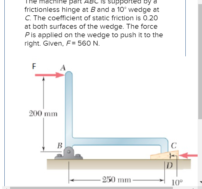 Solved frictionless hinge at B ﻿and a 10° ﻿wedge atC. ﻿The | Chegg.com