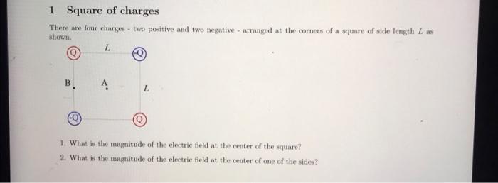 Solved 1 Square of charges There are four charges - two | Chegg.com