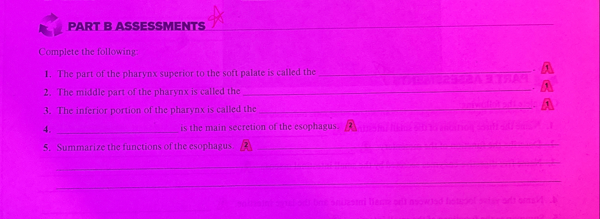 Solved PART B ASSESSMENTSComplete the following:The part of | Chegg.com