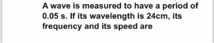 Solved A wave is measured to have a period of 0.05 s. If its | Chegg.com
