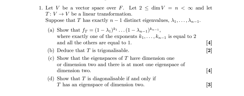 Solved 1. Let V be a vector space over F. Let 2 | Chegg.com