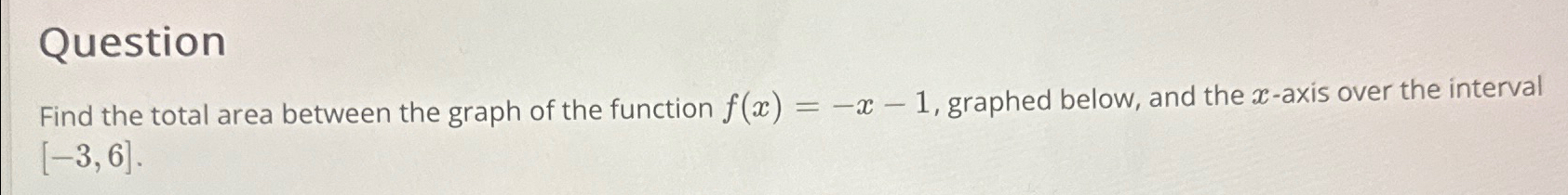 Solved QuestionFind the total area between the graph of the | Chegg.com