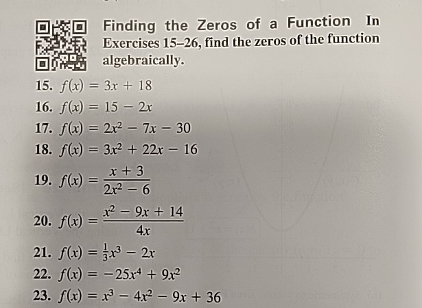 Solved Finding the Zeros of a Function In Exercises 15-26, | Chegg.com