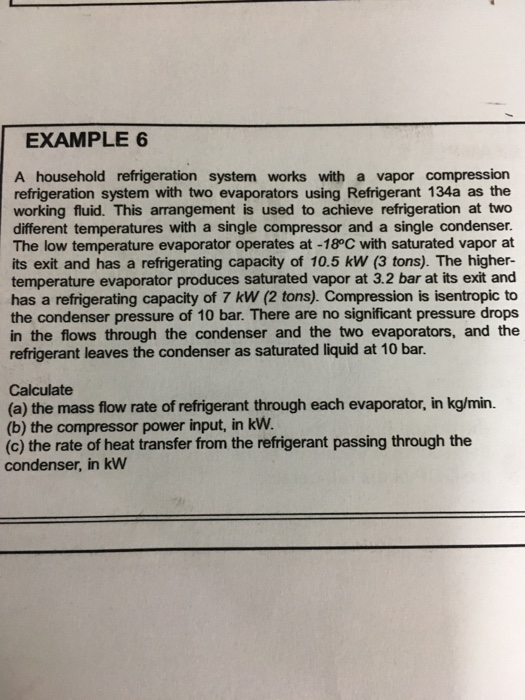 Solved EXAMPLE 6 A household refrigeration system works with | Chegg.com
