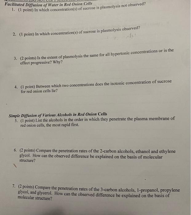 Solved Facilitated Diffusion of Water in Red Onion Cells 1. | Chegg.com