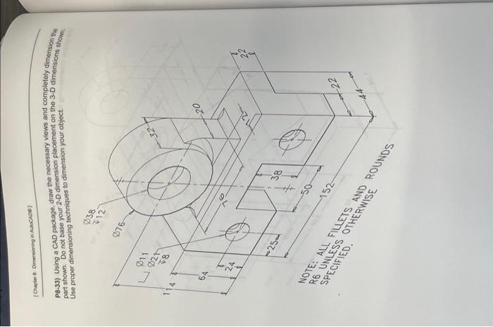 Solved P8-33) Using a CAD package, draw the necessary views | Chegg.com