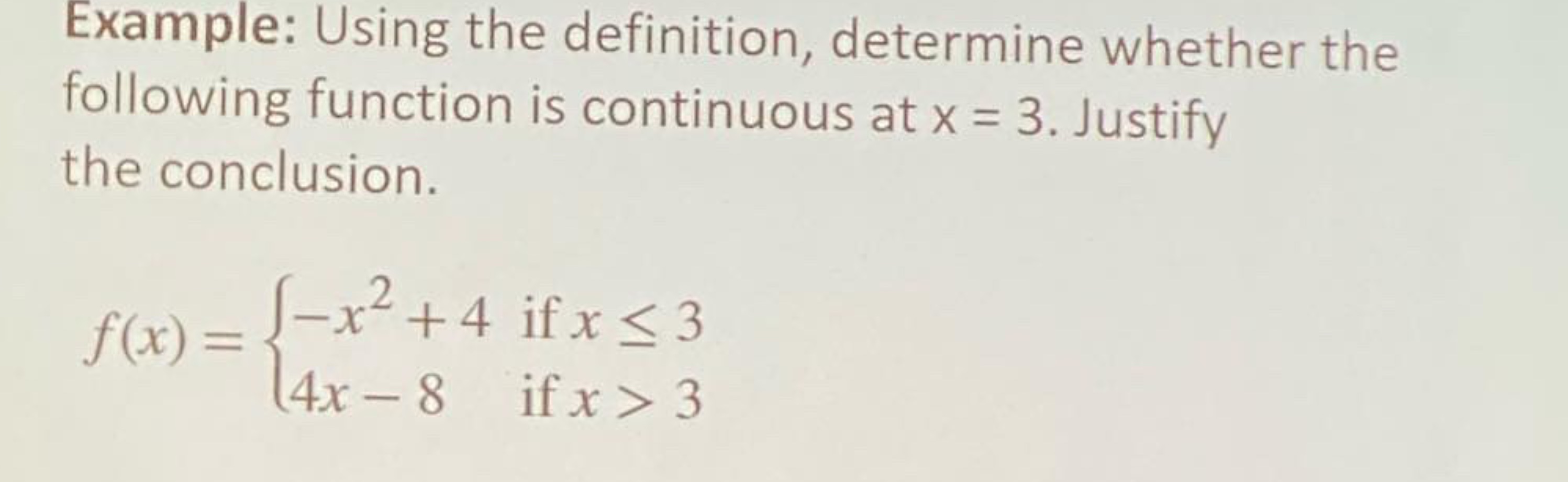 Solved Example: Using the definition, determine whether | Chegg.com