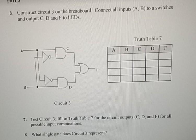 Solved 6. Construct circuit 3 on the breadboard Connect all | Chegg.com