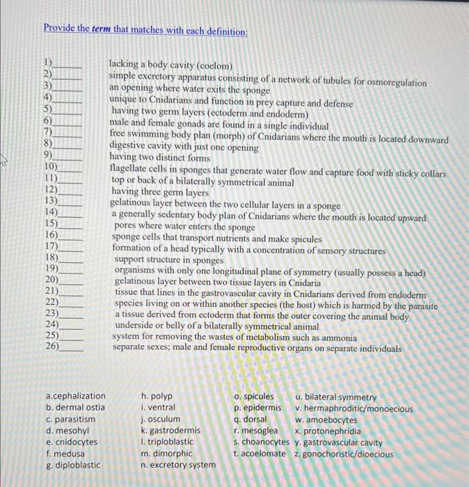 Solved lacking a body cavity (coelom) simple excretory | Chegg.com