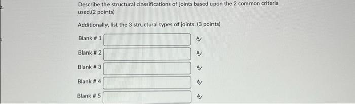 Solved Describe the structural classifications of joints | Chegg.com