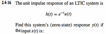Solved 2.4-16 ﻿The unit impulse response of an LTIC system | Chegg.com