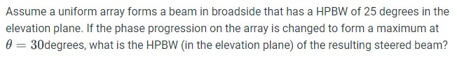 Solved Assume a uniform array forms a beam in broadside that | Chegg.com