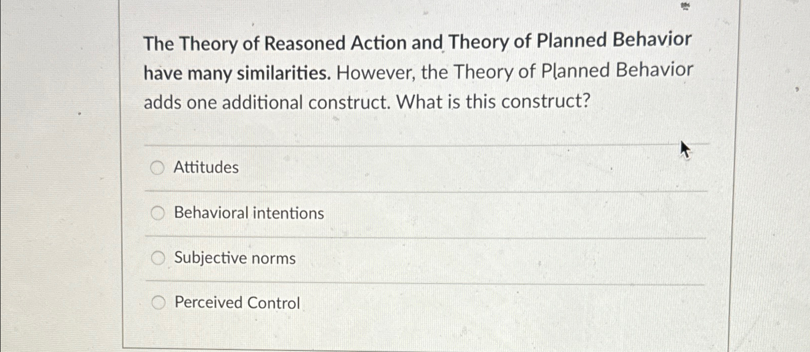 Solved The Theory of Reasoned Action and Theory of Planned | Chegg.com