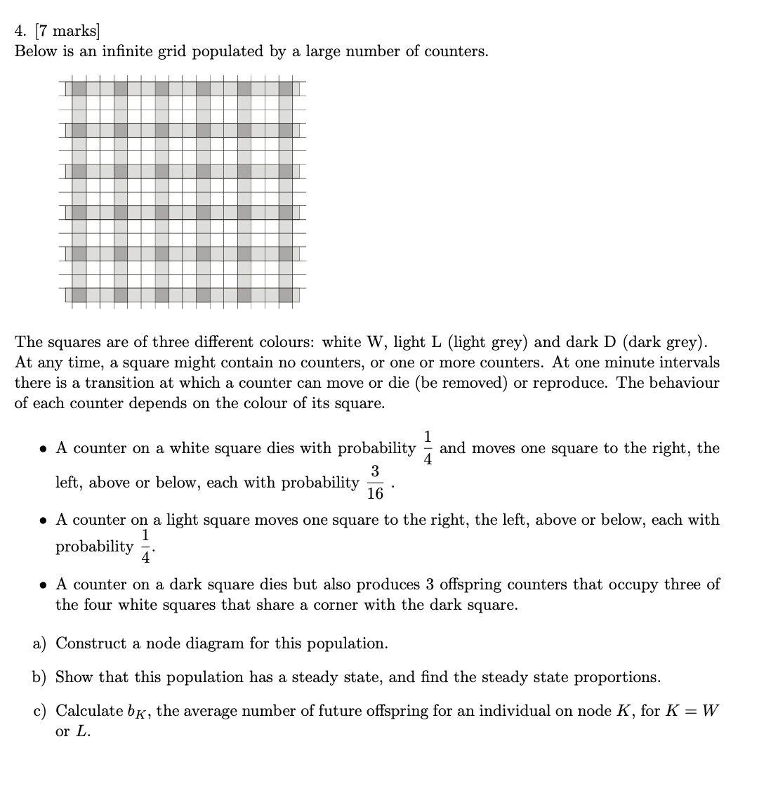 Solved 7marksBelow is an infinite grid populated by a large | Chegg.com