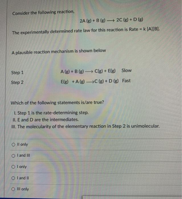 Solved Consider the following reaction, 2A (g) + B (g) — 2C | Chegg.com