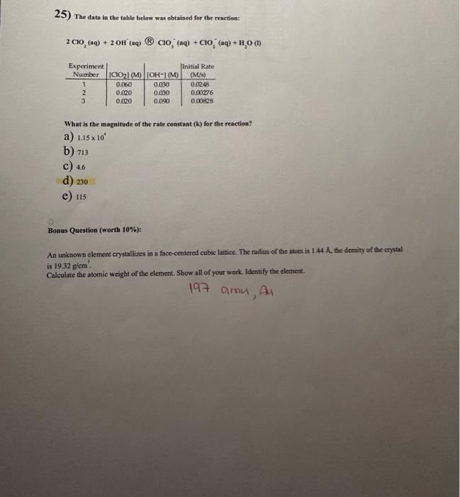 Solved #25 & a bonus question the correct answers are | Chegg.com