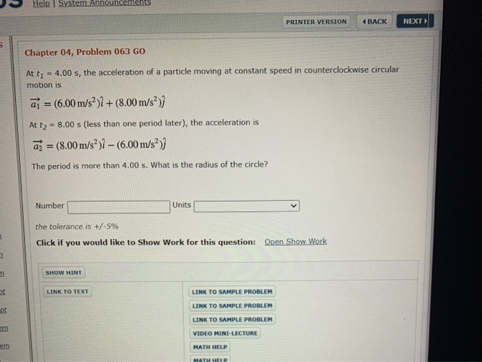 Solved Help System Announcements PRINTER VERSION | Chegg.com
