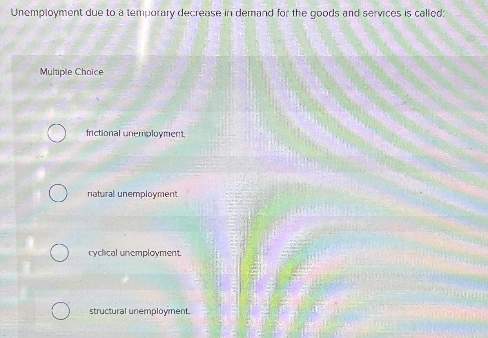 Solved Unemployment due to a temporary decrease in demand | Chegg.com