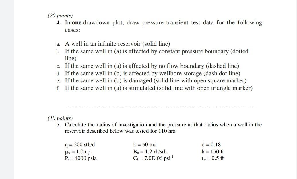 Solved (20 points) 4. In one drawdown plot, draw pressure | Chegg.com