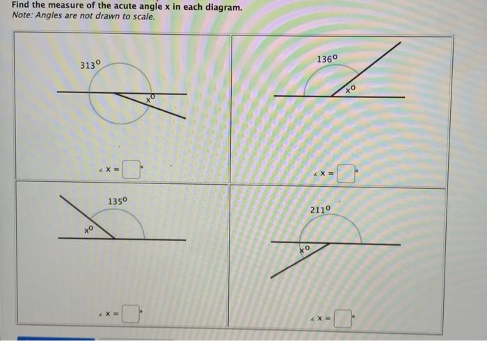 Solved Find the measure of the acute angle x in each | Chegg.com