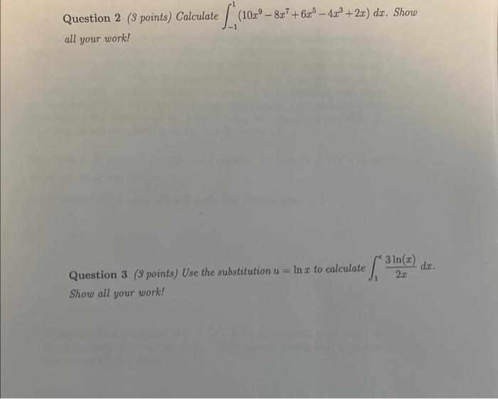 Solved Question 2 (3 points) Calculate | Chegg.com