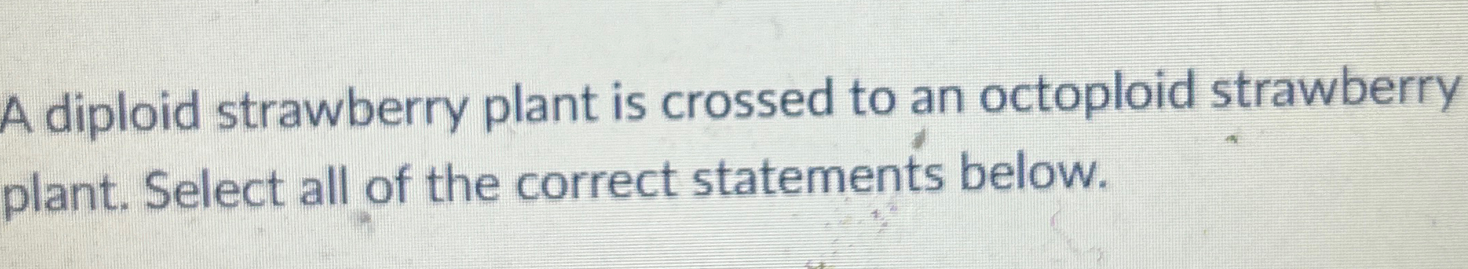 Solved A diploid strawberry plant is crossed to an octoploid | Chegg.com