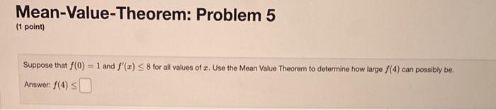 Mean-Value-Theorem: Problem 1 (1 point) Graph the | Chegg.com