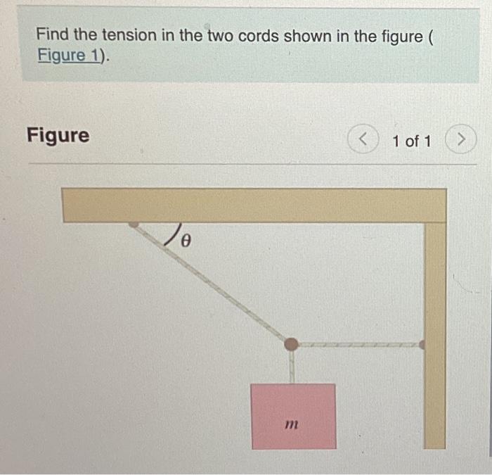 Solved Find the tension in the two cords shown in the figure | Chegg.com