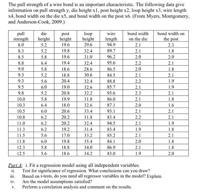 Solved The pull strength of a wire bond is an important | Chegg.com
