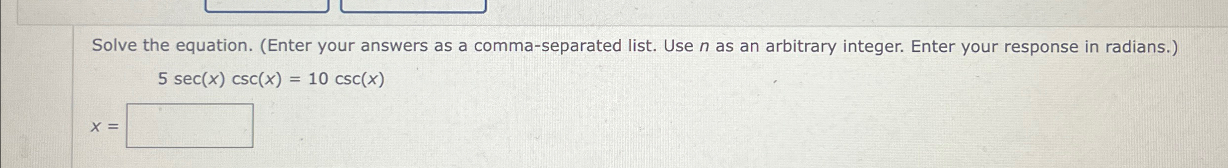 Solved Solve the equation. (Enter your answers as a | Chegg.com