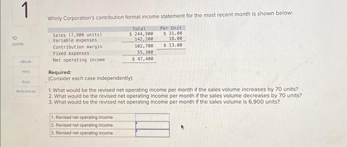 Solved 1 10 points eBook Hint Print References Whirly | Chegg.com