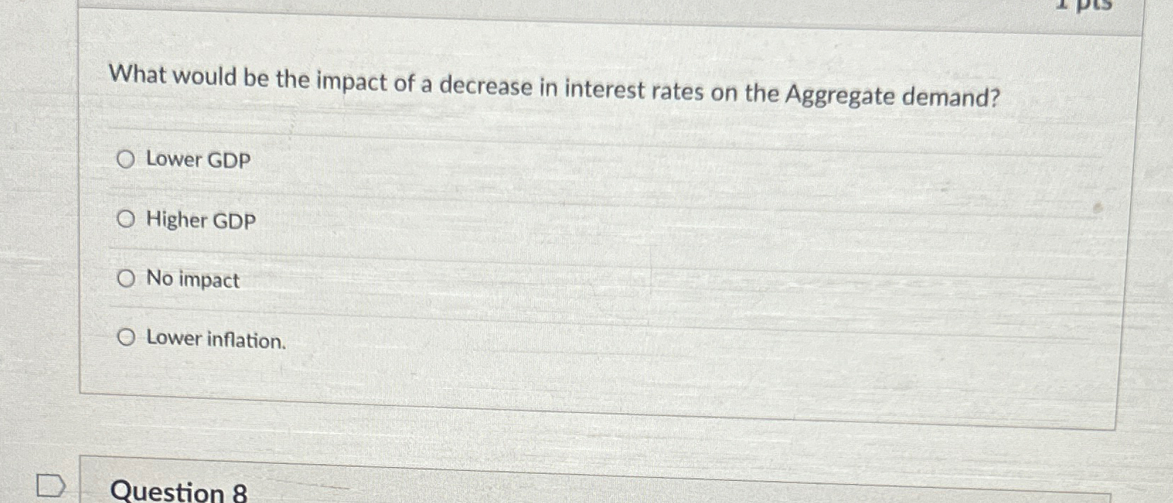 Solved What would be the impact of a decrease in interest | Chegg.com