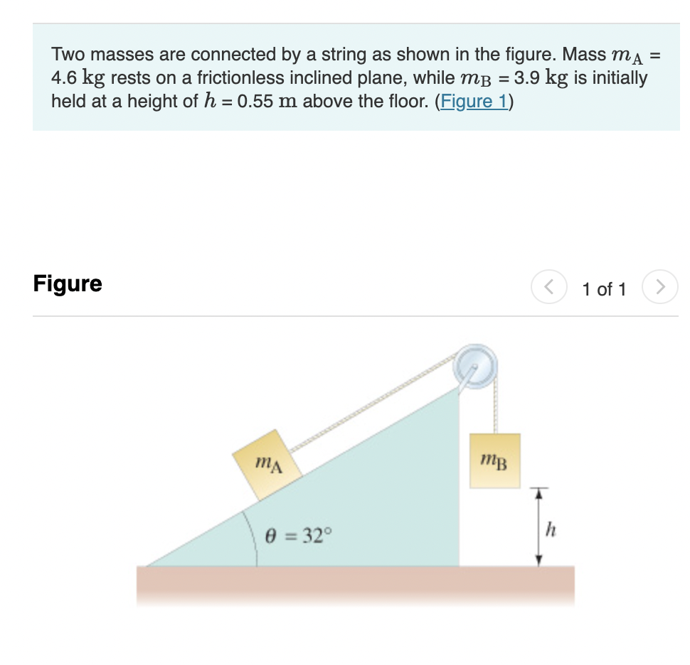 Solved Two masses are connected by a string as shown in the | Chegg.com