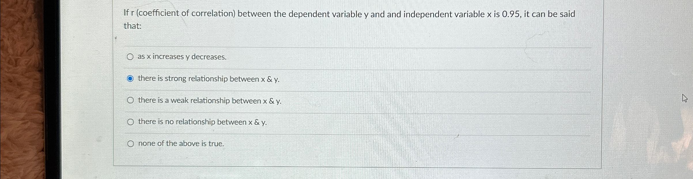 Solved If r (coefficient of correlation) ﻿between the | Chegg.com
