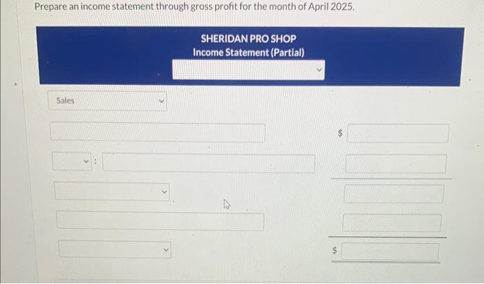 Solved Prepare an income statement through gross profit for | Chegg.com