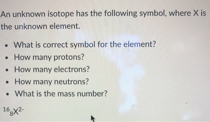 Solved An unknown isotope has the following symbol, where X | Chegg.com