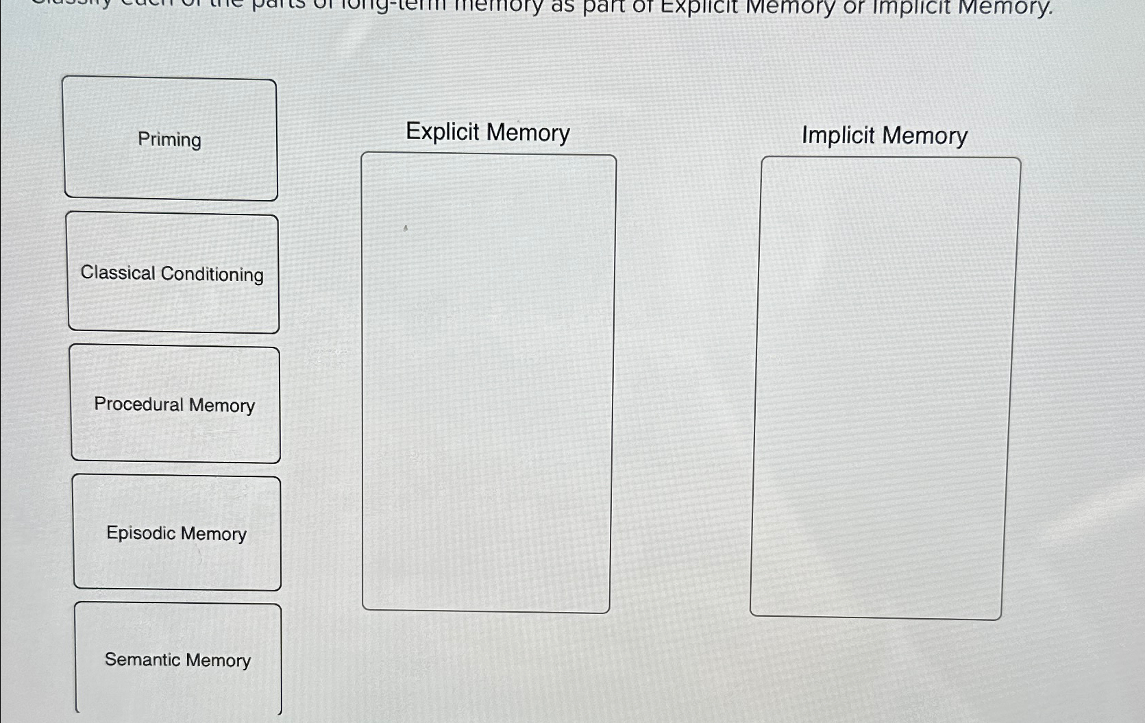 Solved Classify each of the parts of long term memory as | Chegg.com