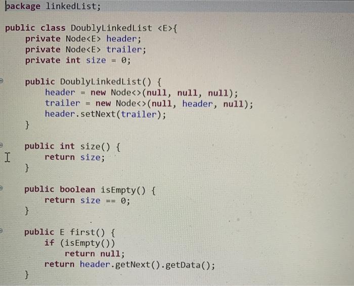 package linkedList; public class DoublyLinkedlist { | Chegg.com