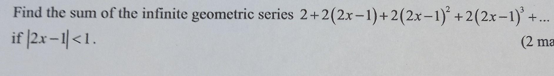 Solved Find the sum of the infinite geometric series | Chegg.com