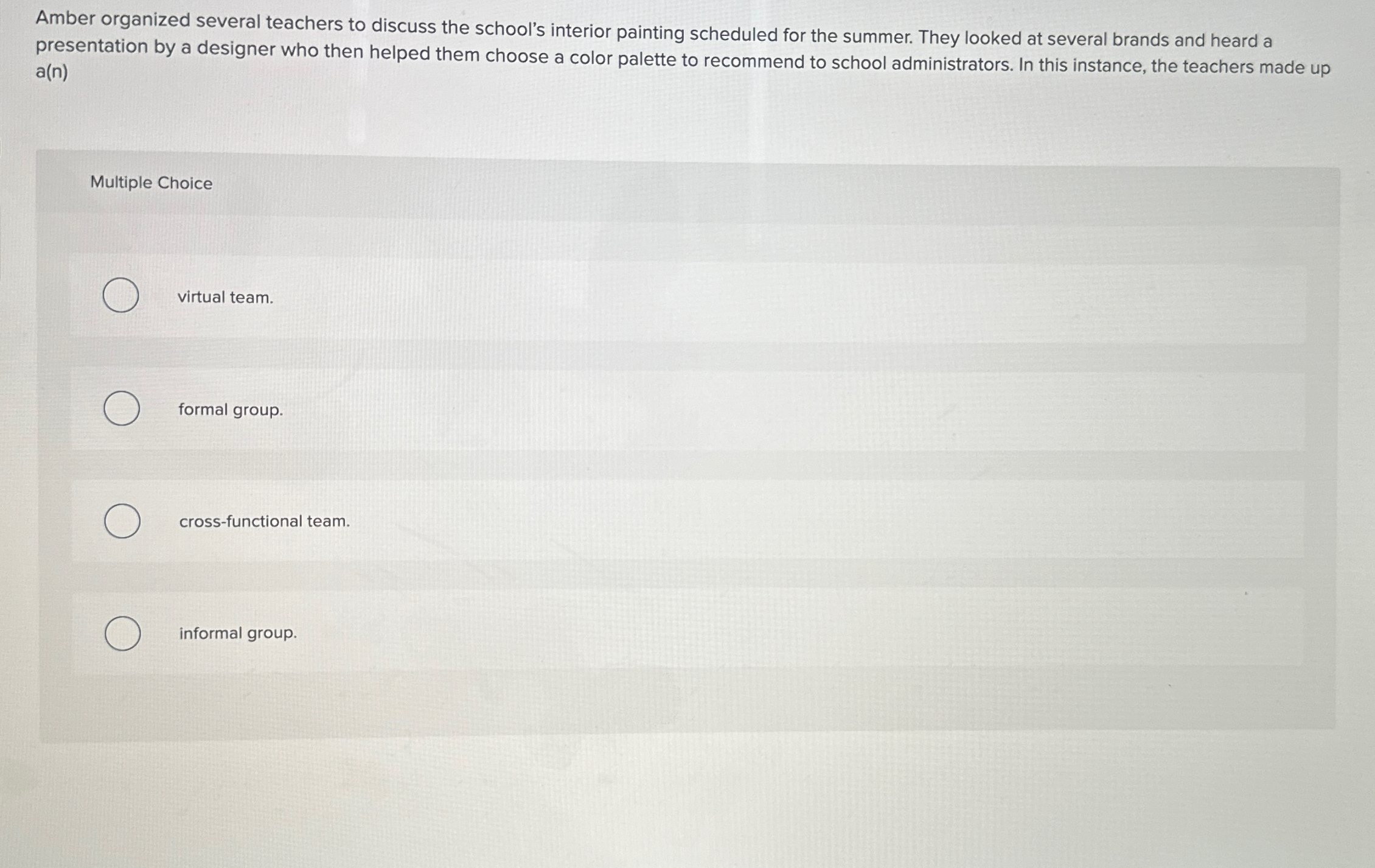 Solved Amber organized several teachers to discuss the | Chegg.com