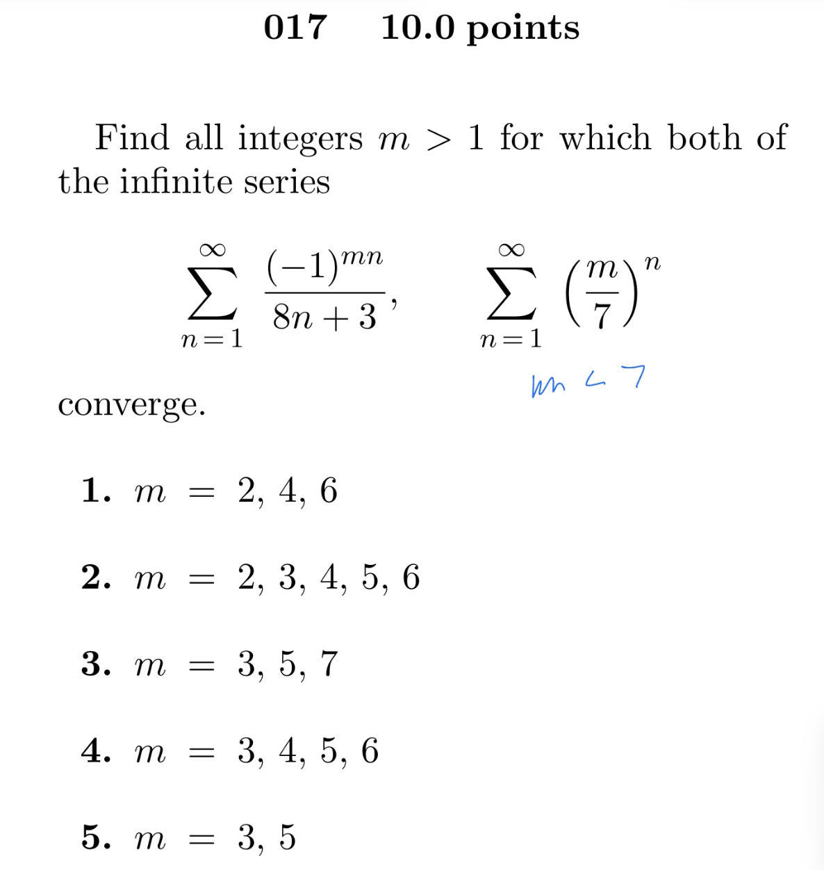 Solved 017,10.0 ﻿pointsFind all integers m>1 ﻿for which both | Chegg.com
