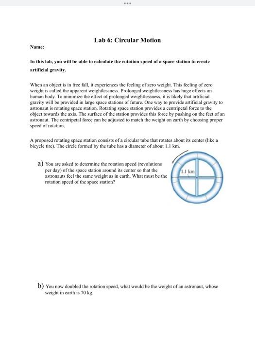 Solved Lab 6: Circular Motion Name: In this lab, you will be | Chegg.com